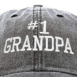 DALIX Number 1 Grandpa Gift Hat Vintage Cap Washed Cotton in Denim Black