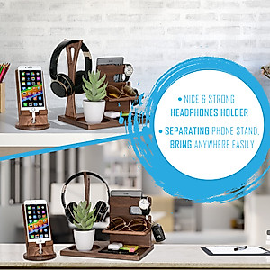 Gladsico Handmade Desk Organizer with Headphone Stand, Rotating Phone Stand, Accessories Organizer - Gift Ideas for Men, Women on Birthday, Anniversary, Fathers Day, Mother Day, Christmas