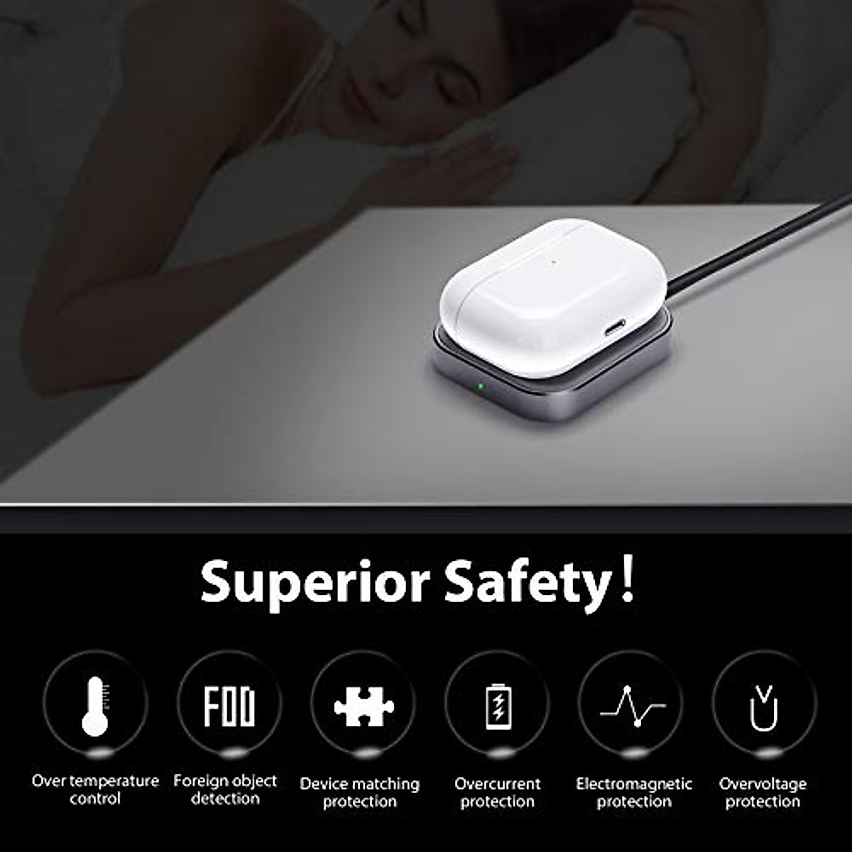 Airpod Charger, Wireless Charger for Airpod 3/Airpods/Airpods Pro, Wireless Charging Station for Airpods Pro Earpods Charger Pad for Airpods Earbuds Wireless Charger Dock for Apple Airpods 2 & 3-Grey