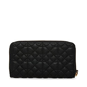 Anne Klein Womens Ak Quilted Ak Zip Around Wallet top handle satchel, Black, One Size US