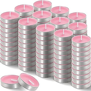 200 Pcs Tea Lights Candles Smokeless Tealight Candles Mini Tealight Candles Dripless Candles Bulk for Dinner Party Home Decoration Wedding Centerpiece Birthday Valentine's Day (Pink)