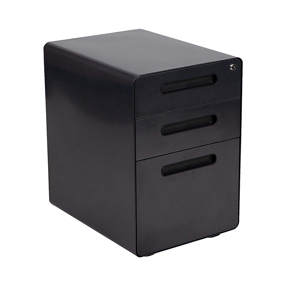 Flash Furniture Ergonomic 3-Drawer Mobile Locking Filing Cabinet with Anti-Tilt Mechanism and Hanging Drawer for Legal & Letter Files, Black