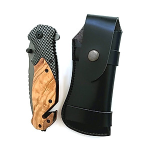 DONGKER 5" Knife Sheath,PU Leather Pocket Knife Pouch for 5" Folding Knife Hunting Camping