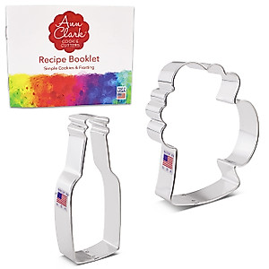 Cocktail Cookie Cutters 2-Pc. Set Made in the USA by Ann Clark, Beer/Soda Bottle, Beer Mug/Stein