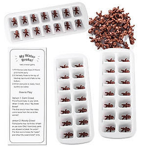 My Water Broke Baby Shower Game with 80 Mini Plastic Babies, 3 Ice Cube Trays and 1 Sign, Used for Ice Baby Shower Games, Black
