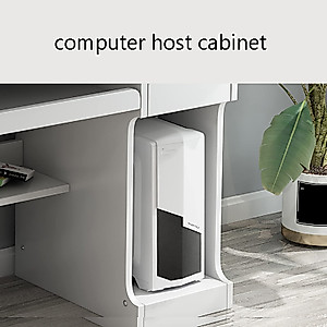 Computer Desk with Lock and Drawers, Writing Desk for Students, Desk for Adults, Wooden Home Office Desk, Teak Color and Black