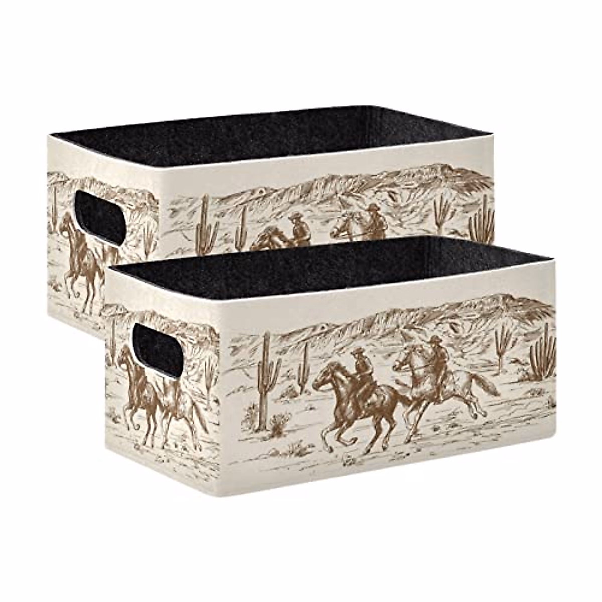 Kcldeci American Wild Western Desert Cowboy Storage Bins Baskets for Organizing 2Pack, Sturdy Storage Basket Foldable Storage Baskets for Shelves Closet Nursery Toy