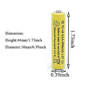 BAOBIAN 1.2v AAA 600mAh NiCd Rechargeable Battery for Outdoor Solar Lights,Garden Lights, Remotes, Mice (Yellow 8 PCS)