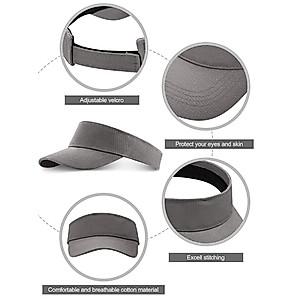 4 Pieces Kids Sports Sun Visor Hats Empty Top Baseball Cap Running Tennis Hats (Light Gray, Dark Gray, White, Black)