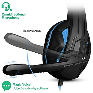 Gaming Headset,3.5mm Wired Bass Stereo Noise Isolation Gaming Headphones with Mic for Laptop Computer, Cellphone, Volume Control (Black and Blue)