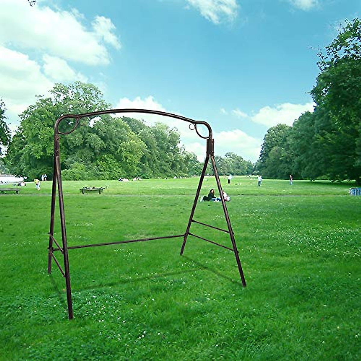 Ochine Metal Porch Swing Stand, Heavy Duty Wooden Swing Frame for Adults Kids, A-Frame Porch Swing Bench Stand, Metal Swing Stand, Outdoor Swing Stand, Hanging Swing Frame Set for Outdoor Indoor