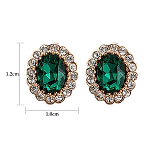 Yoursfs Emerald Green Clip On Earrings For Women Clip Earrings Austria Crystal 18K Gold Plated Circular Halo Zircon Fashion Jewelry