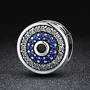 MEITAIHE Evil Eye Charms Authentic 925 Sterling Silver Fit Pandora Charms Bracelets,Blue Eyes Hand Beads Home Family Heart Love Spacer Charms Beads for Bracelet or Necklace