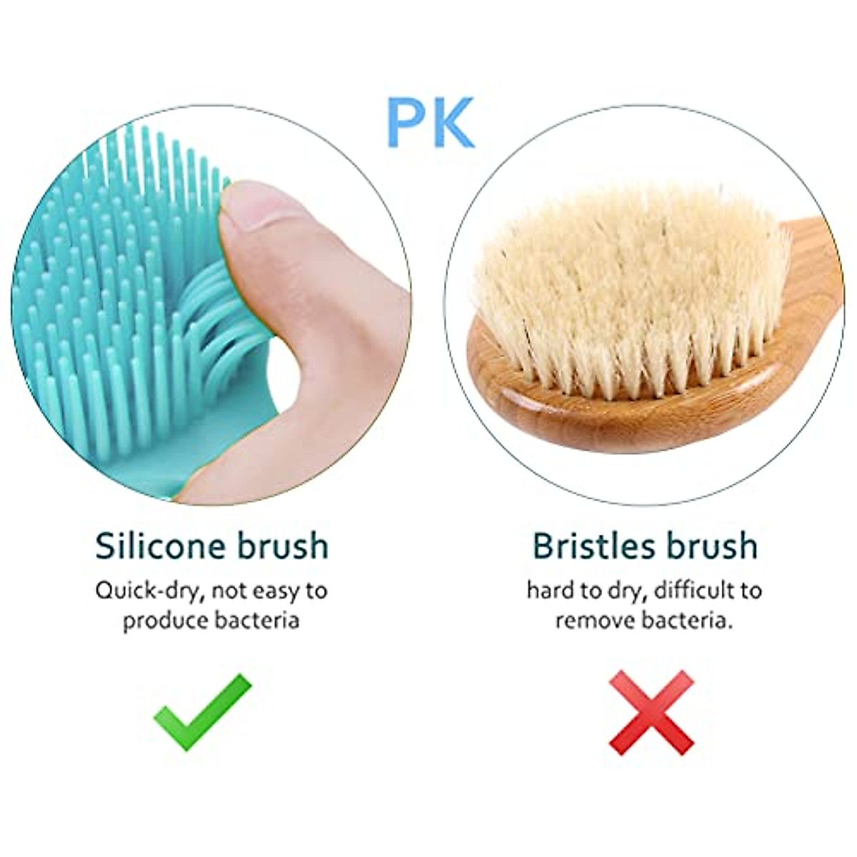 Shower Brush Silicone Bath Body Brush - Back Scrubber for Shower Back Brush Long Handle for Shower Skin Exfoliating Brush Body with Soft Bristles Back Cleaning Washer for Men Women - Blue