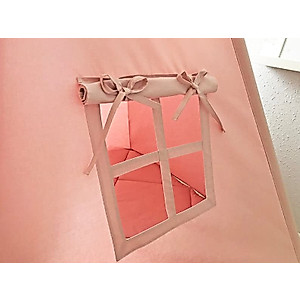 RONGFA Kids Teepee Tent with White Pom Pom - Indoor Play Teepee for Children Boys Portable Play House (Pink)