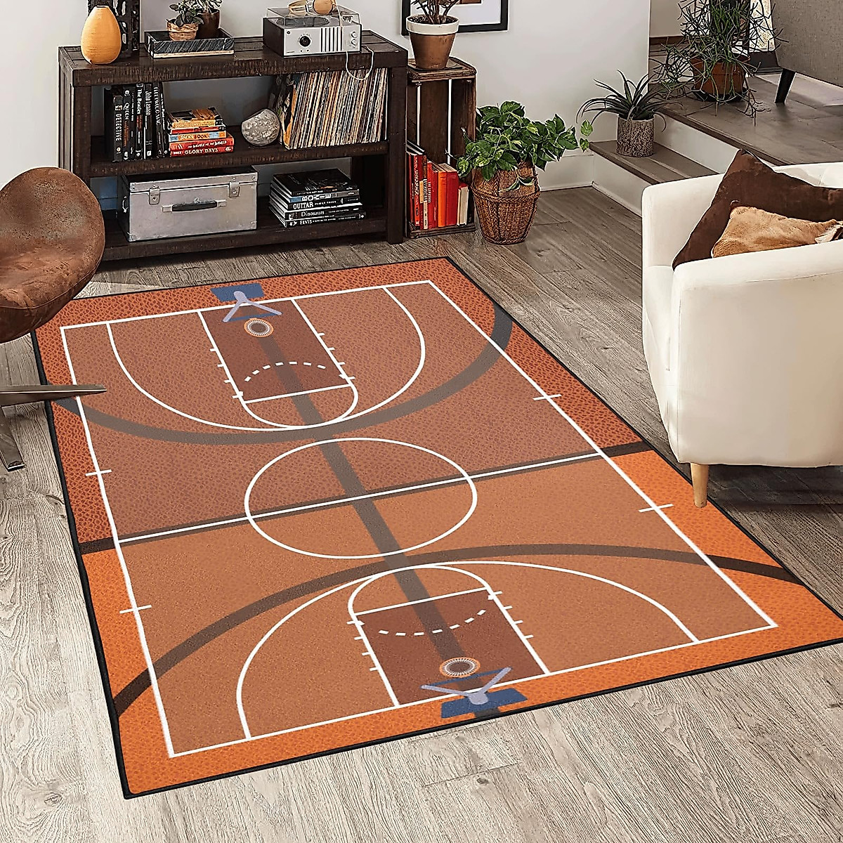 MISEV Basketball Court Area Rug Basketball Field Patterned Carpet Basketball Sports Rugs Non-Slip Floor Mat for Living Room Bedroom Playroom Decor Gift for Basketball Lovers 36X24 inch