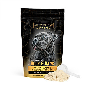 All American Canine Bulk & Bark Weight Gainer + Digestive Aid Formula Natural Health Supplement Food Topper for Working, Hunting & Sports Dogs, 60 Servings