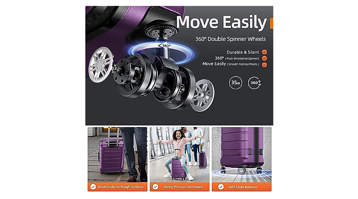 SHOWKOO Luggage Sets: Durable, Expandable 4-Piece Suitcase