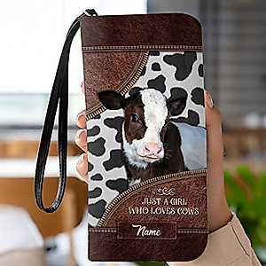Cow Breeds, Just A Girl Who Loves Cows Leather Texture Personalized Woman Purse