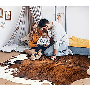 bonanza leathers Genuine Cowhide Rug Classic Tricolor Size S/L/XL 5X6/6X7/7X8 FT (L)