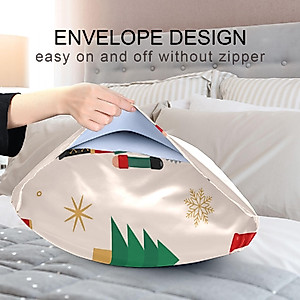 Christmas Tree Nutcracker Pillow Covers Silk Pillowcase for Soft Breathable Smooth Cooling Satin Pillowcase Standard Size Pillow Case for Women Hot Sleepers, Night Sweats Bed (20x26 Inch)