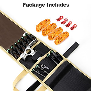 OUDEW Tent Stakes and Hammer Set,10pcs 10 in Heavy Duty Metal Tent Stakes + 12in Camping Hammer + Reflective Camping Rope + Storage Bag,Camping Accessories for Ground,Camp and Graden(Black)