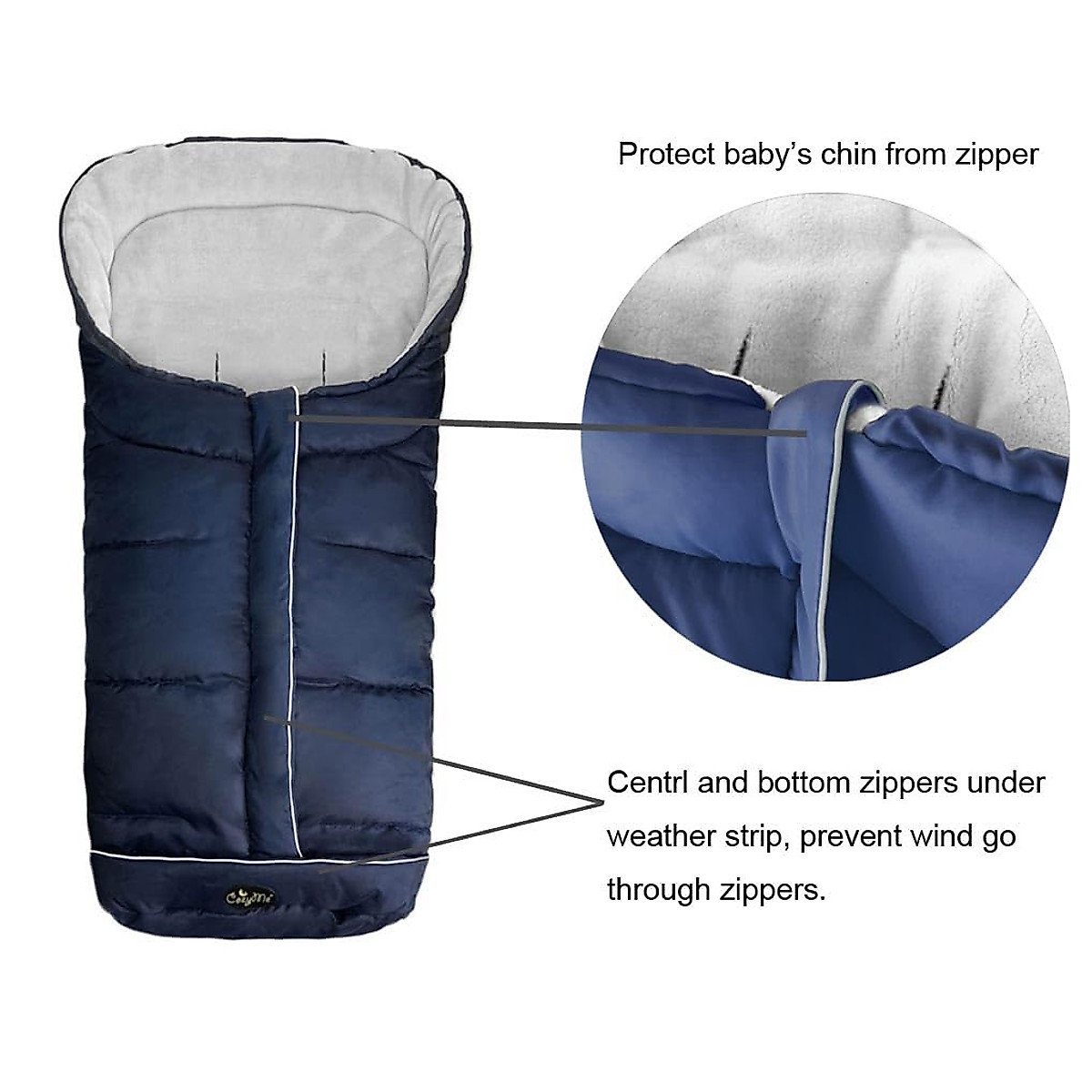 3in1 Baby Sleeping Bag Adaptable for Toddler Strolllers Buggy Pushchair,Cozy Toes, Comfortable,Length Adjustable,Practical Design Makes Us Outstanding,6-36M,Navy Blue