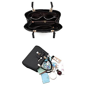 SMALL BLUE Women Soft Synthetic PU Leather Tote Hobo Shoulder Crossbody Bag with Bow Ornaments Clutches Satchels-Brown