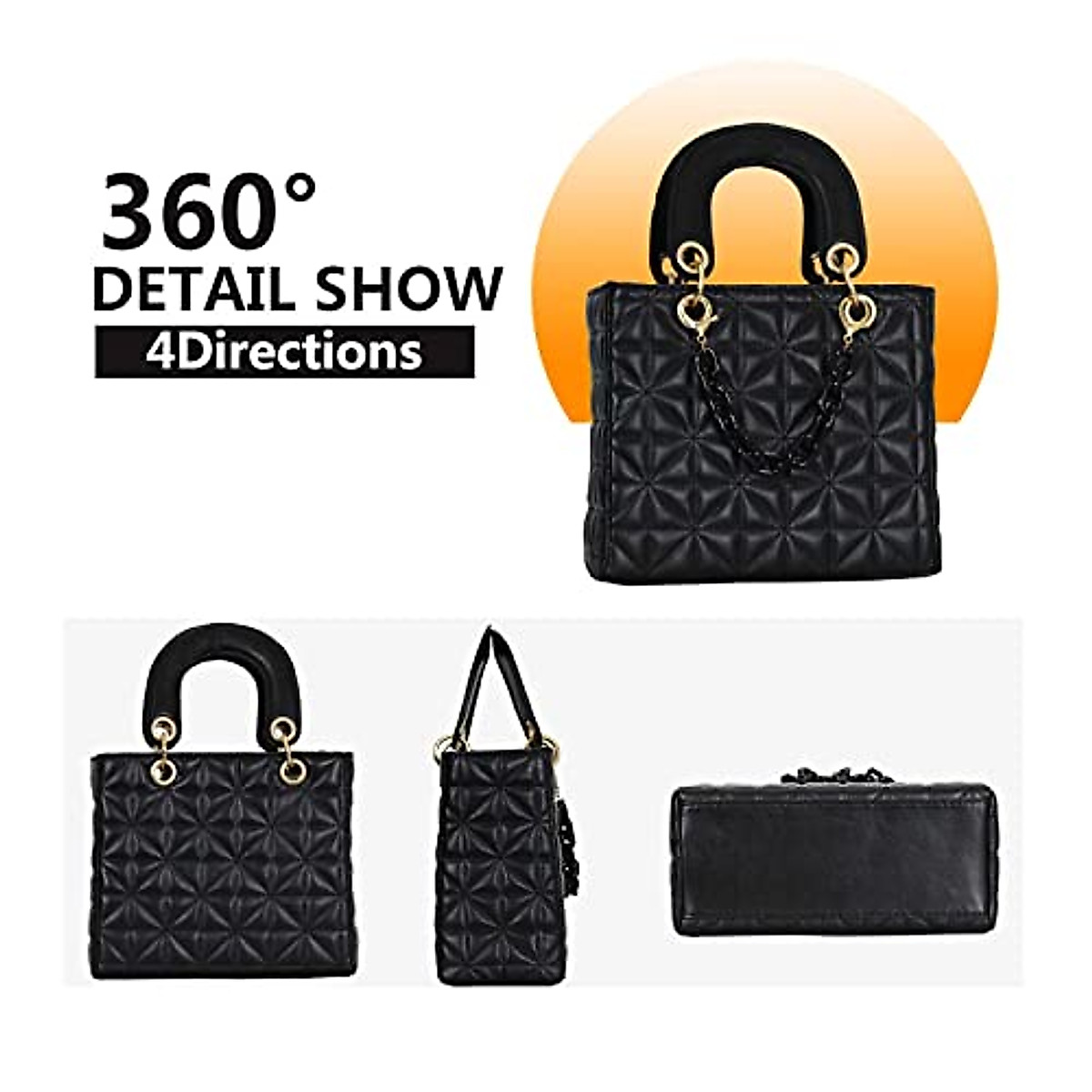 AyTotoro Purses and Handbags for Women Fashion Ladies PU Leather Top Handle Satchel Shoulder Tote Quilted Crossbody Bags (big black)
