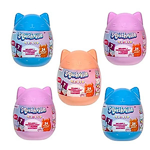 Squishmallows Squishville, Series 7-5 Pack - Official Kellytoy - Collectible Mini Stuffed Animal Toy Plush & Accessories, Styles May Vary - Add to Your Squad - Gift for Kids, Girls & Boys - Set of 5