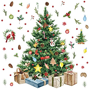 Spiareal Christmas Tree Wall Decals DIY Wall Decals Peel and Stick Christmas Tree Wall Stickers for Xmas Home Office Nursery Decor DIY Art