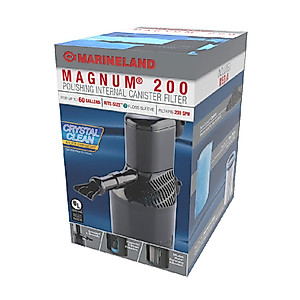 MarineLand Magnum 200 Polishing Internal Canister Filter for 60 Gallons, Crystal Clean Water