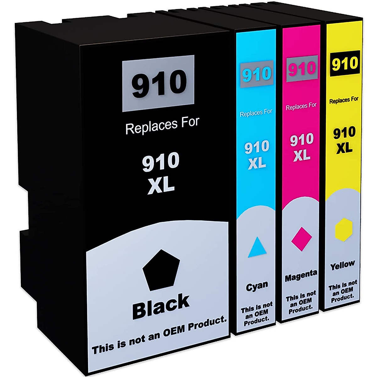 Upgraded 910XL Ink Cartridges Combo Pack High Yield, Compatible with HP OfficeJet 8010 8020 8030 Series Printers, Replace 910 910XL 916 916XL, Black Cyan Magenta Yellow
