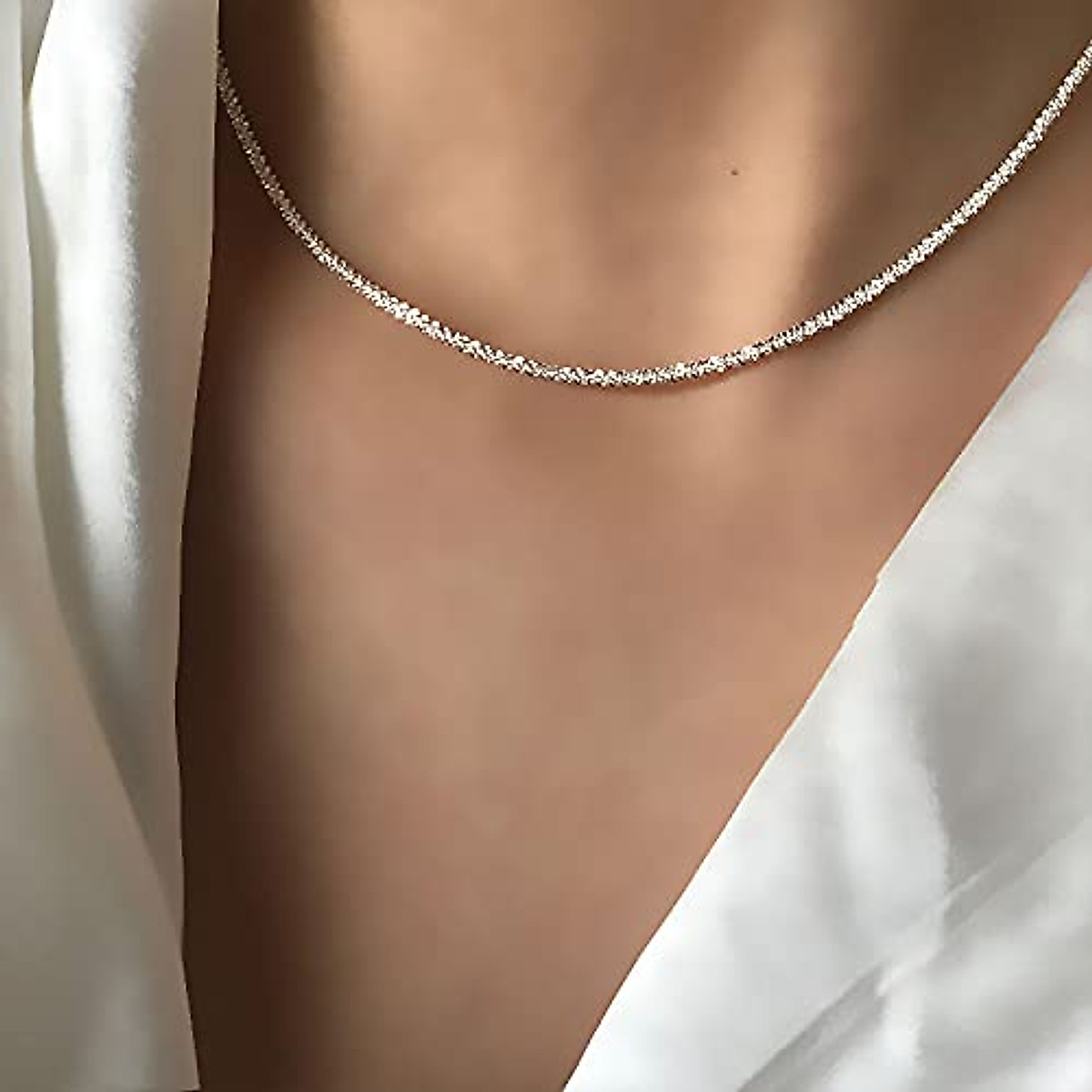 JECOMY Dainty Gold Layered Necklaces for Women 18K Gold Plated Stacked Herringbone Choker Necklace Coin Pendant Snake Chain Necklace Trendy Rope Paperclip Layering Necklace Set for Women