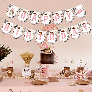 Cowgirl Happy Birthday Banner, Pink First Rodeo Party Decorations, Western Cowgirl Birthday Banner, Cowgirl Themed Party Supplies