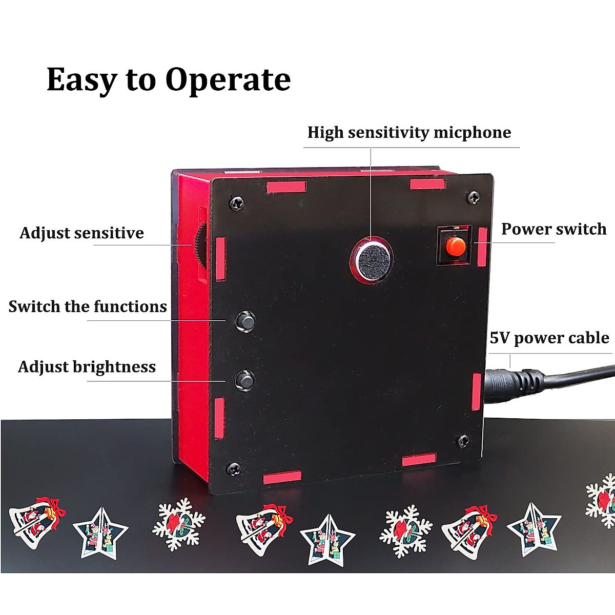 VIGURTIME DIY Music Spectrum Soldering Project Kit, Music Active Pickups with Cool Animation and Pixel Arts for Fun，8x8 RGB Display, Great STEAM Project Kit and Gift for Friends and Family