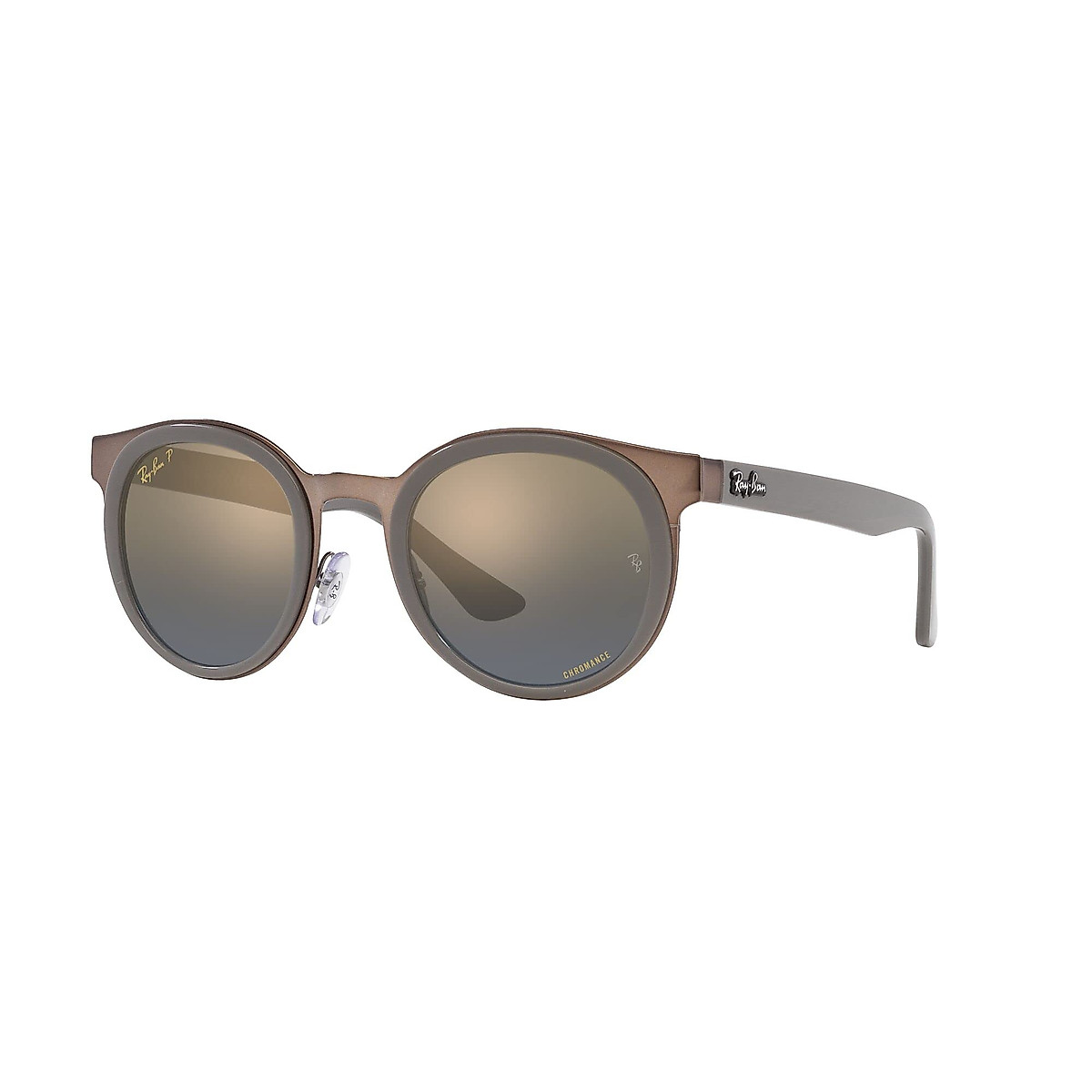 Ray-Ban RB3710 Bonnie Round Sunglasses, Grey on Copper/Grey Gradient Dark Blue Polarized, 50 mm