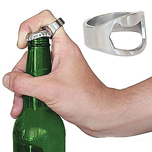 Meideli Creative Beer Opener Ring,Beer Bottle Opener,Stainless Steel Bar Beer Tool Portable Finger Ring Bottle Opener 1Pcs