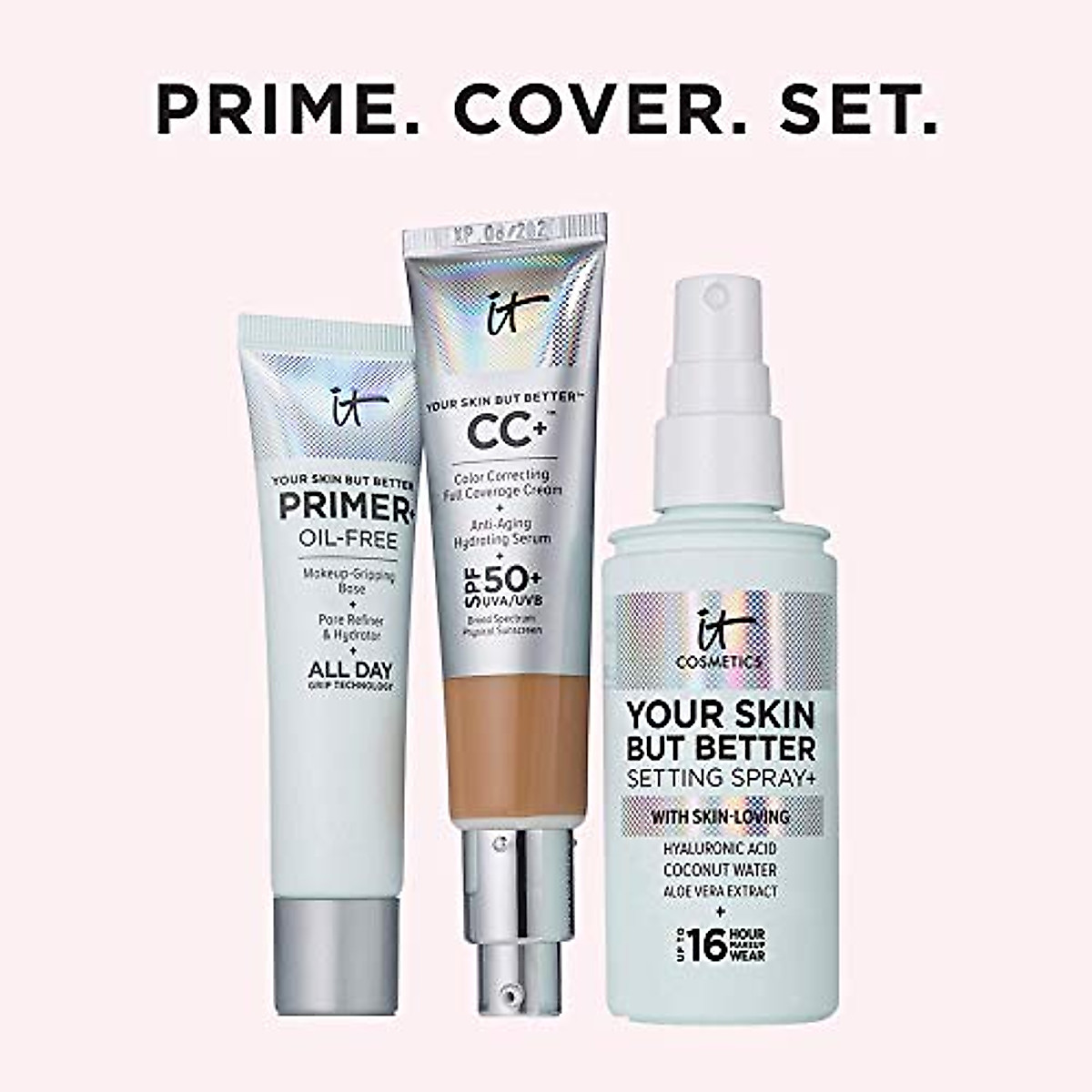 IT Cosmetics Your Skin But Better Makeup Primer+ - Extends Makeup Wear, Hydrates Skin, Refines the Look of Pores - With Glycerin, Bark Extract & Ginger Root Extract - Oil-Free Formula