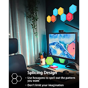 Hexagon Led Lights, Smart DIY Hexagon Wall Lights with Remote, Dual Control Hexagonal LED Light Wall Panels with USB-Power, Geometry Hex Lights Touch Used in Game Room Decor, Party