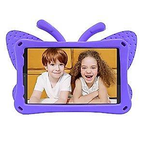Tading Kids Case for TCL Tab 8 LE Tablet 2023 Released, Cute Butterfly Kid Proof EVA Foam Protective Stand Cover for TCL Tab 8 LE (Model: 9137W)/ TCL Tab 8 WiFi (Model: 9132X) - Purple