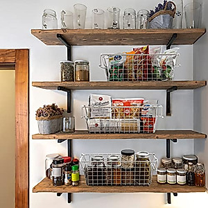 4 Pack Large Stackable Wire Baskets For Pantry Storage and Organization - Metal Storage Bins for Food, Fruit - Kitchen Bathroom Closet Cabinets Countertops Organizer, White