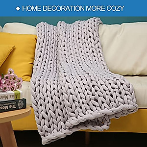 Knitted Weighted Blanket ( Grey, 60" x 80" 15 Lbs)