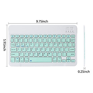 Ultra-Slim Rechargeable Bluetooth Keyboard Portable Compact Wireless Keyboard for Android Windows Samsung Galaxy Tab Tablet Smartphone Cell Phone iOS iPhone iPad, iPad Pro, iPad Air, iPad Mini (Green)
