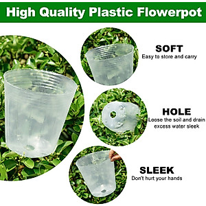 Plastic Nursery Pots - 36 Pieces 7 / 5 / 4 Inch Soft Transparent Plastic Gardening Pot Planting with Drainage Hole for Seedling Succulent Vegetable Flowers Cuttings