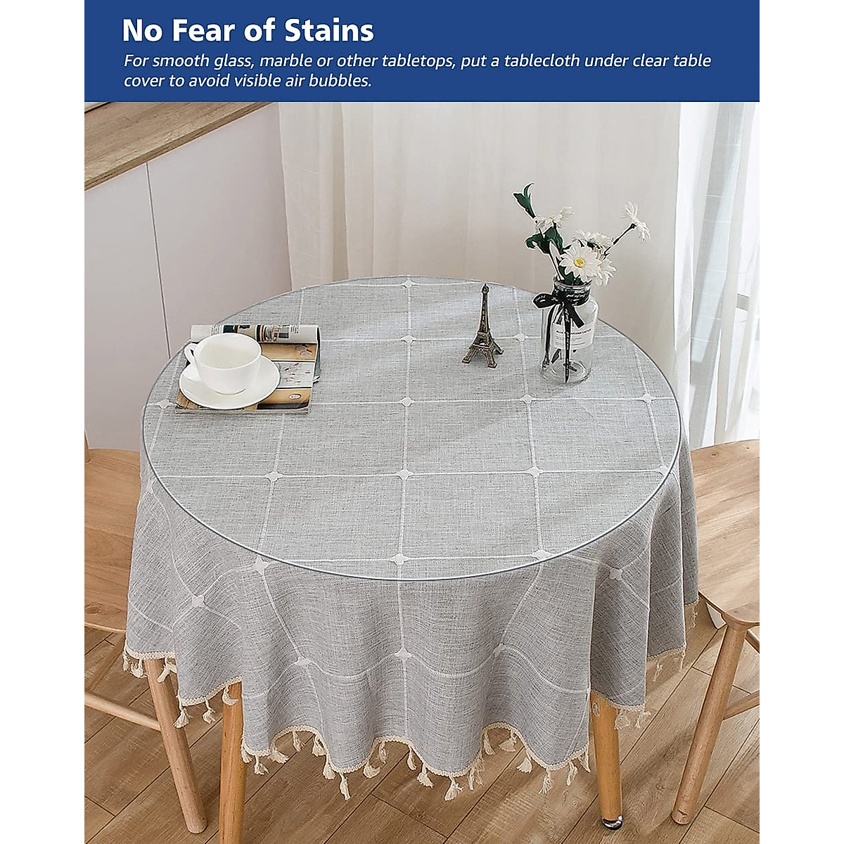 42 Inch Round Clear Plastic Table Protector for Dining Room Table PVC Tablecloth Protective Cover Pad Wood Furniture Vinyl Desk Blotter Mats Table Runner Pad for Kitchen Countertop Coffee Table