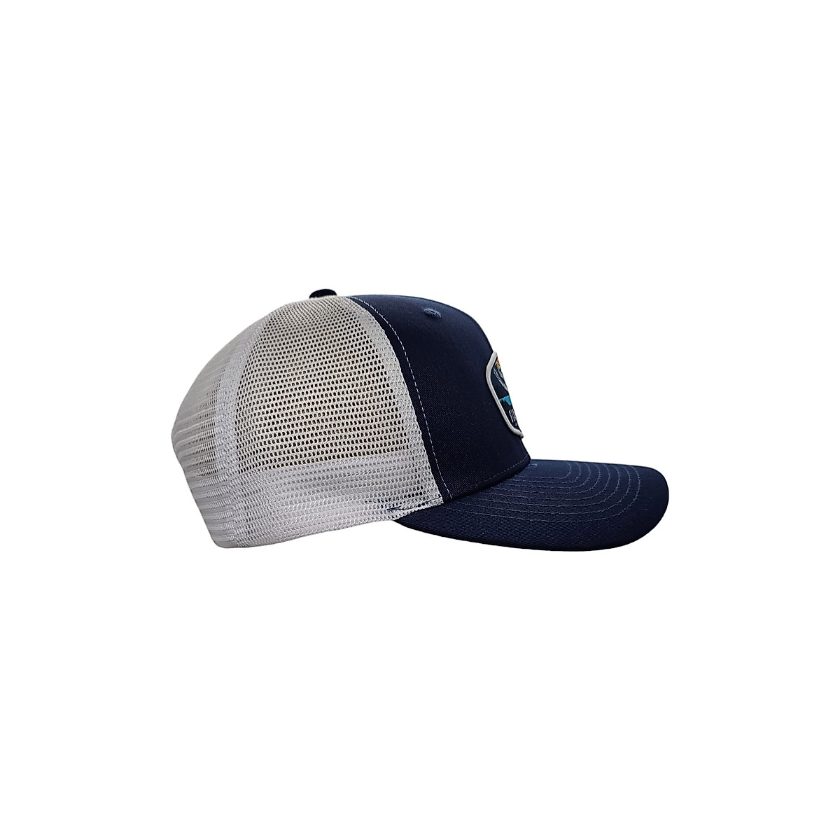 Glacier Trucker Hat w/National Park Woven Patch (Navy/White)