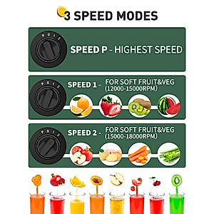 MAMA'S CHOICE Juicer Machine, 800W Juice Extractor with 3'' Big Mouth, 3 Speed Centrifugal Juicer for Whole Fruit Vegetable, Easy to Clean, Non-Slip Feet, BPA-Free