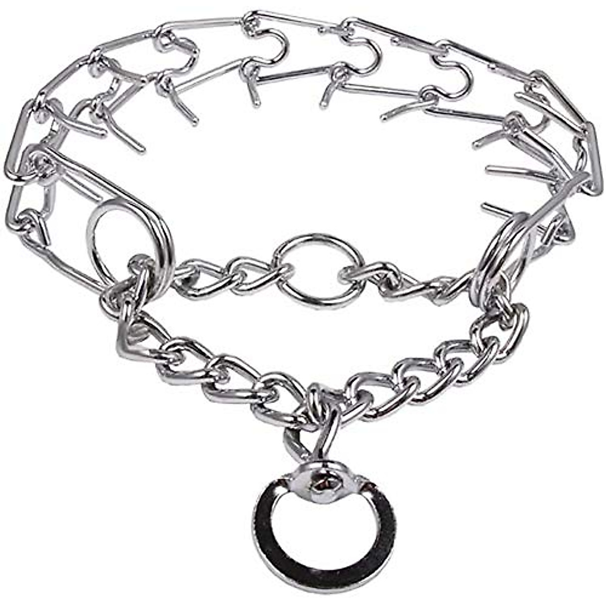 Darkyazi Durable Pinch Collar Stainless Steel Dog Adjustable Pet Training Collar for Medium Large Dogs (Large (Pack of 1), Silver)