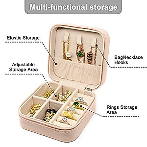 Small Jewelry Box, Travel Portable Jewelry Case for Ring, Pendant, Earring, Necklace, Bracelet Organizer Storage Holder Boxes, 1 pcs (Pink)